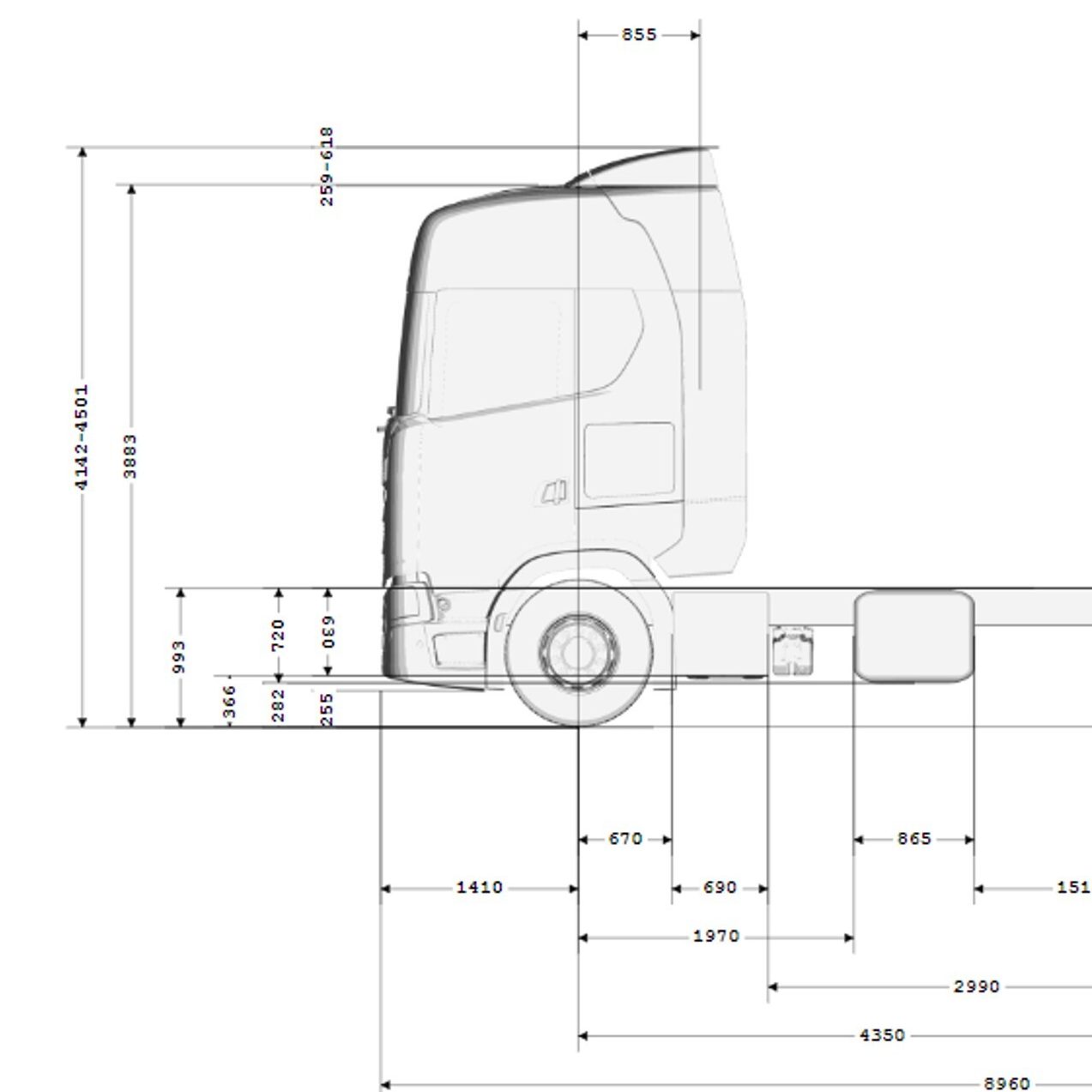 volvo cab dimensions