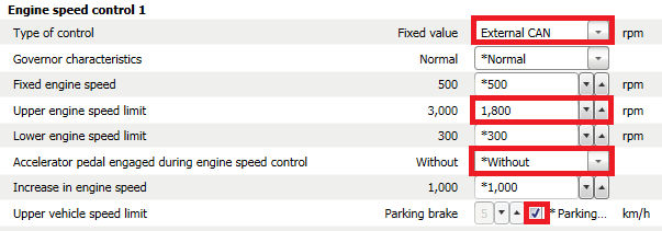 Engine speed control using CAN
